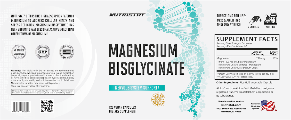 Magnesium Bisglycinate 120 capsules – Nutristat