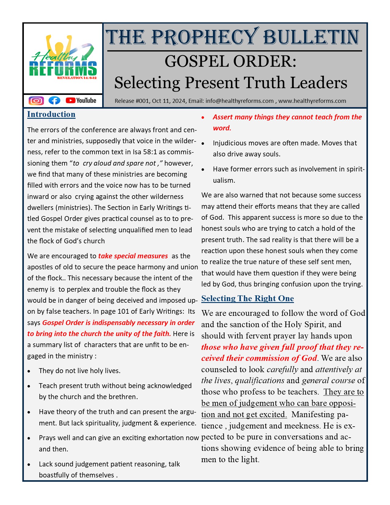 Bulletin Board – Healthy Reforms