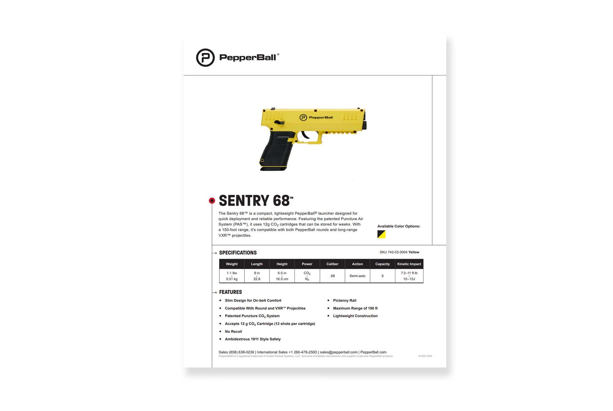 PepperBall® Product Specifications | Spec Sheet PDFs