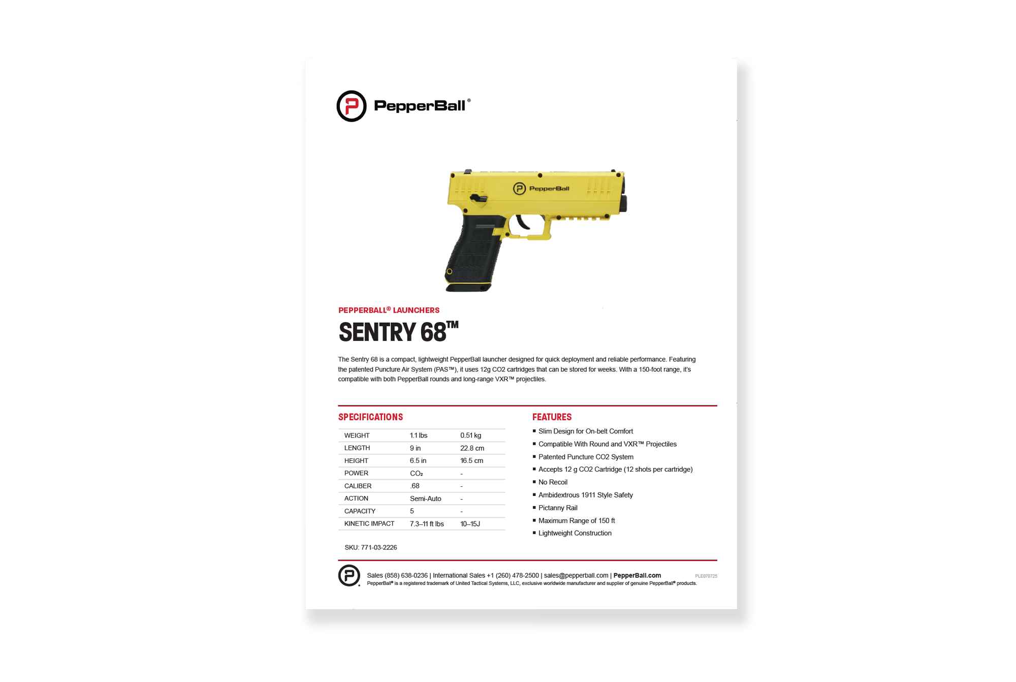 PepperBall® Launcher Specifications | Spec Sheet Downloads