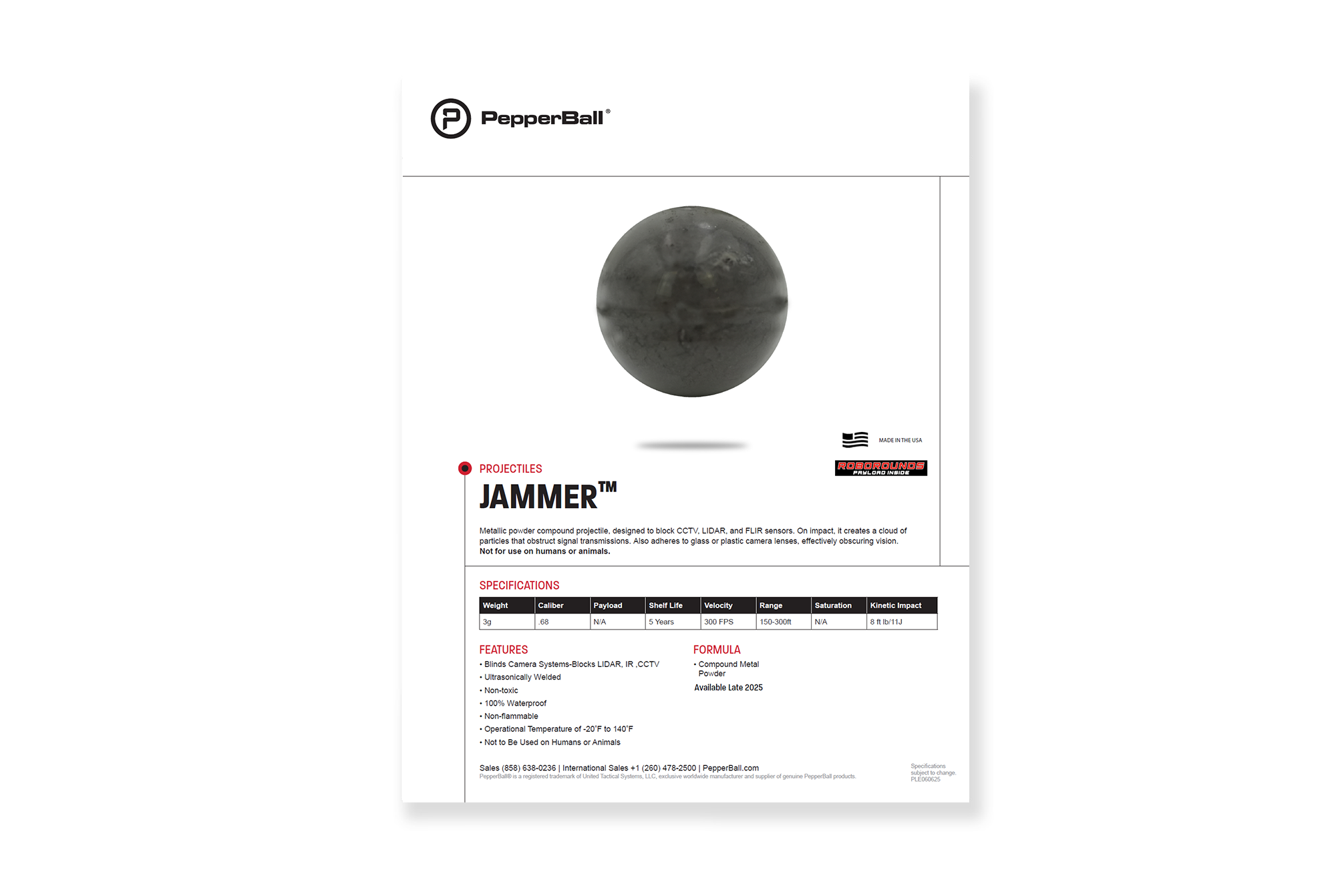 PepperBall® Product Specifications | Spec Sheet PDFs