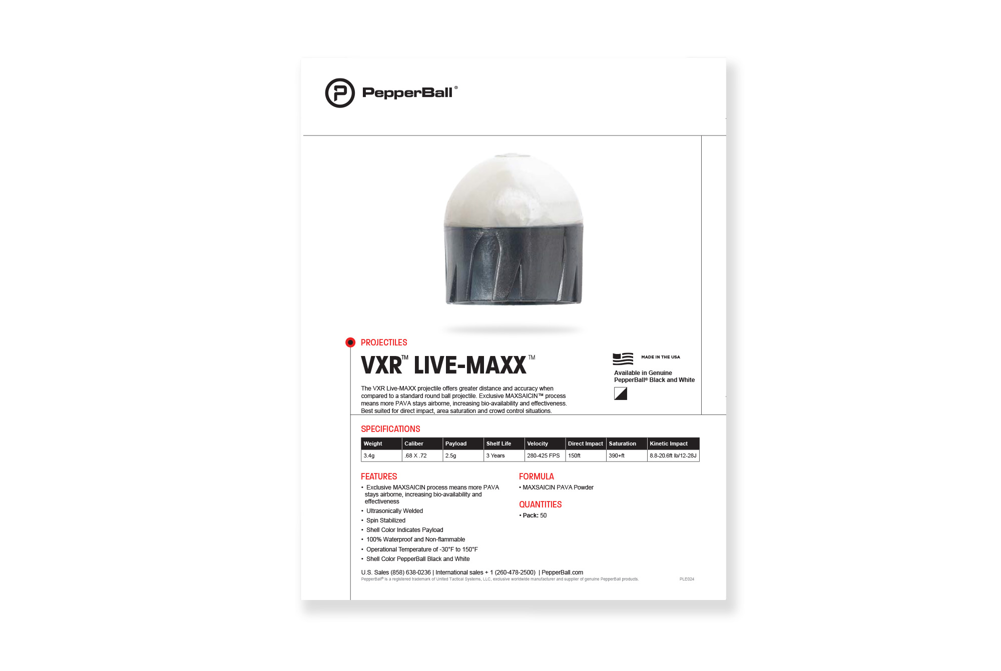 PepperBall® Product Specifications | Spec Sheet PDFs