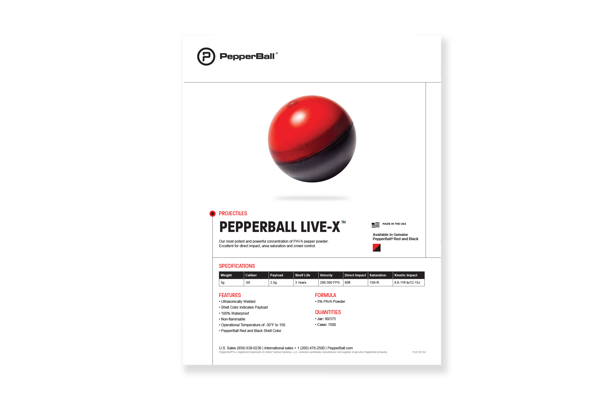 PepperBall® Product Specifications | Spec Sheet PDFs