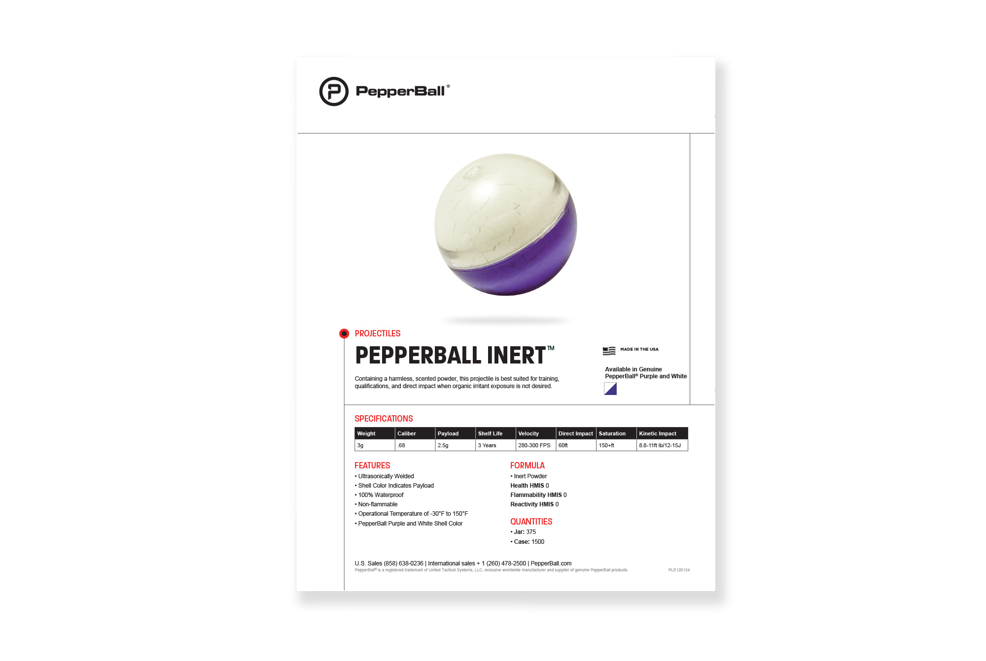 PepperBall® Product Specifications | Spec Sheet PDFs