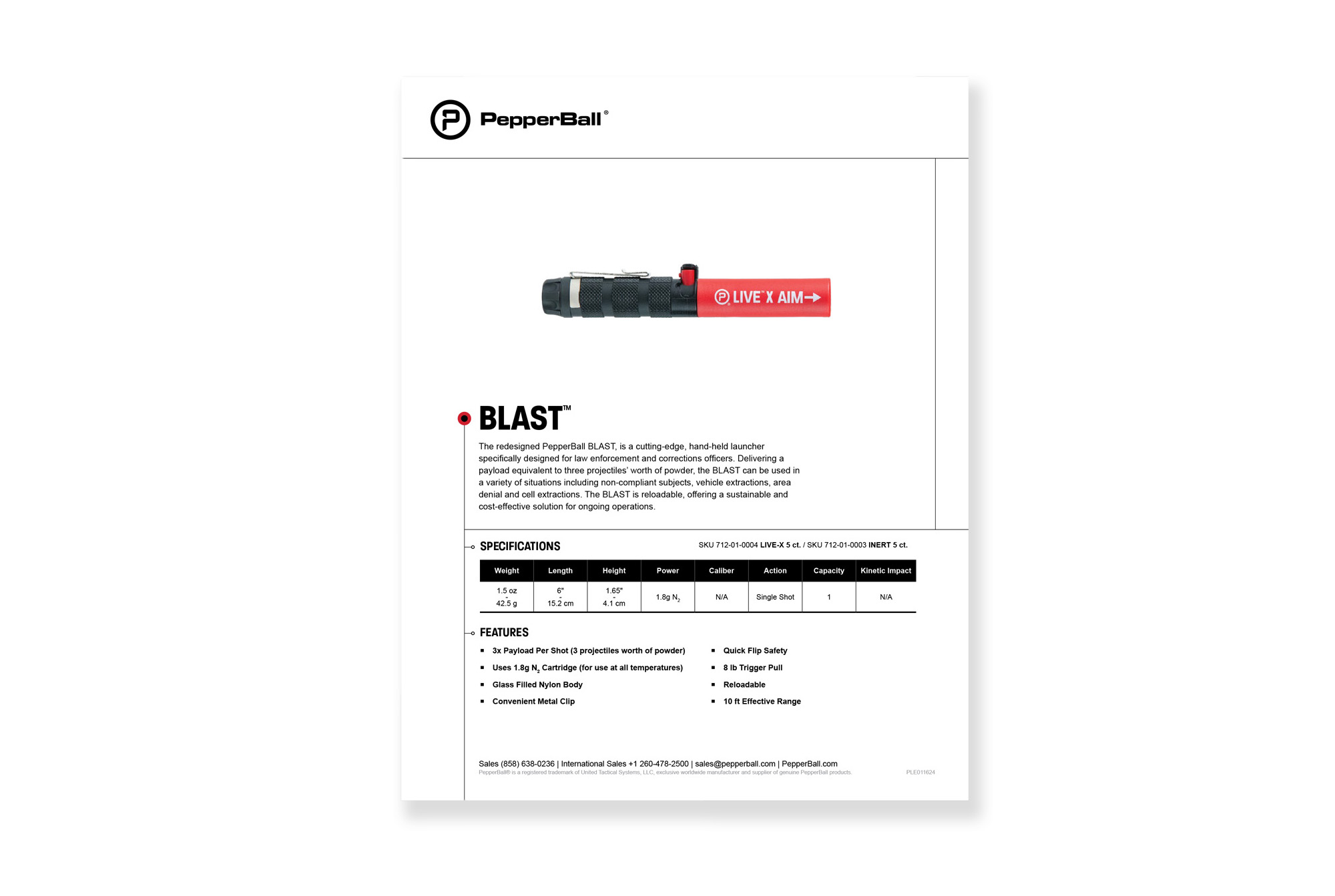 PepperBall® Product Specifications | Spec Sheet PDFs