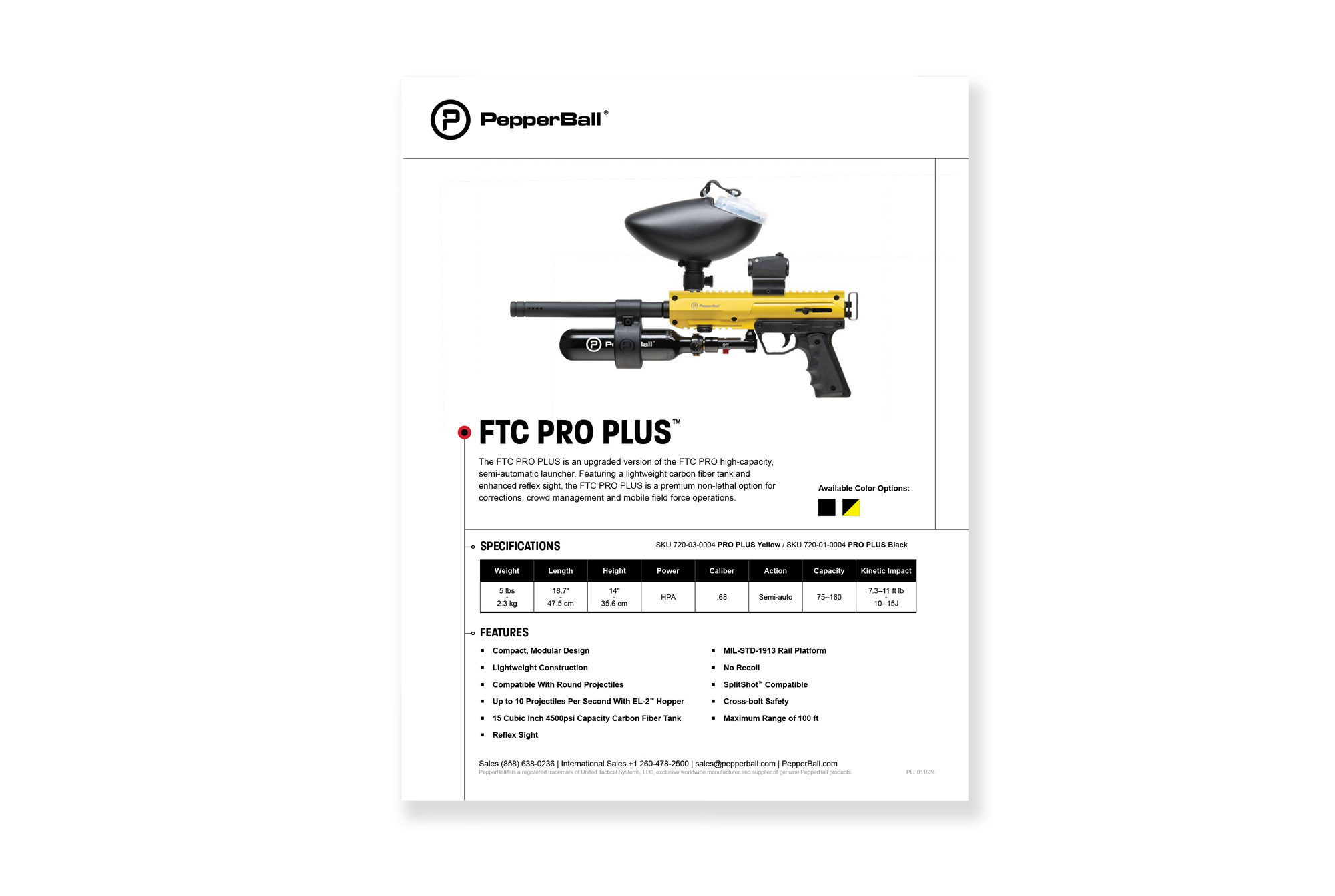 PepperBall® Product Specifications | Spec Sheet PDFs