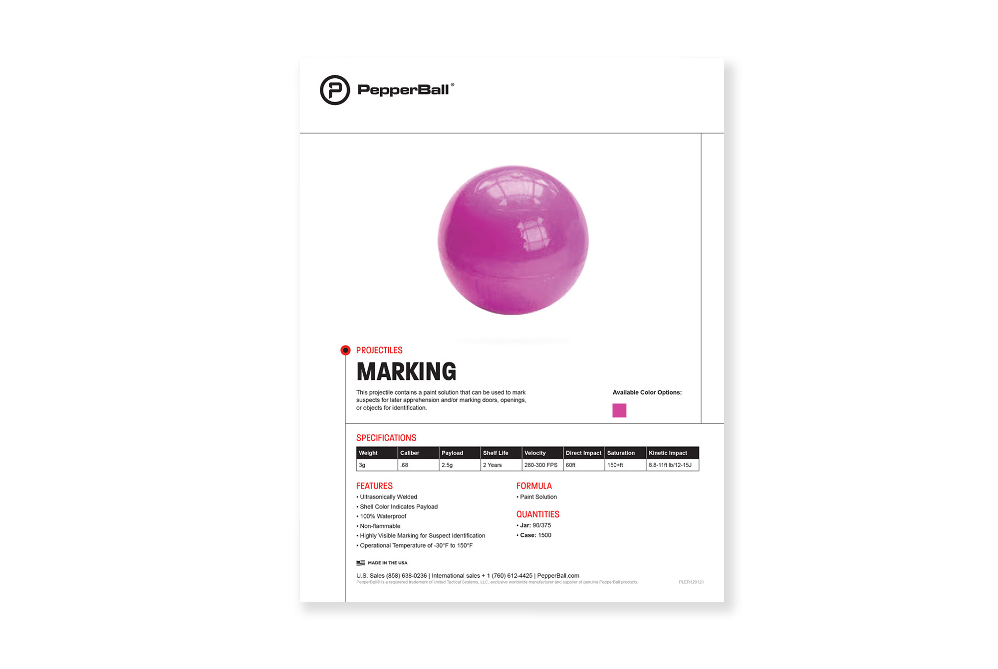 PepperBall® Product Specifications | Spec Sheet PDFs