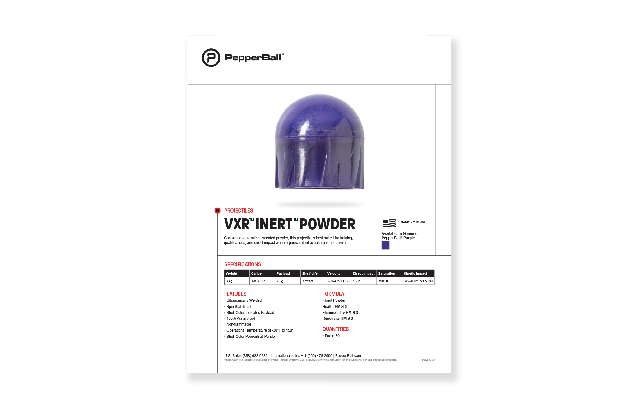 PepperBall® Product Specifications | Spec Sheet PDFs