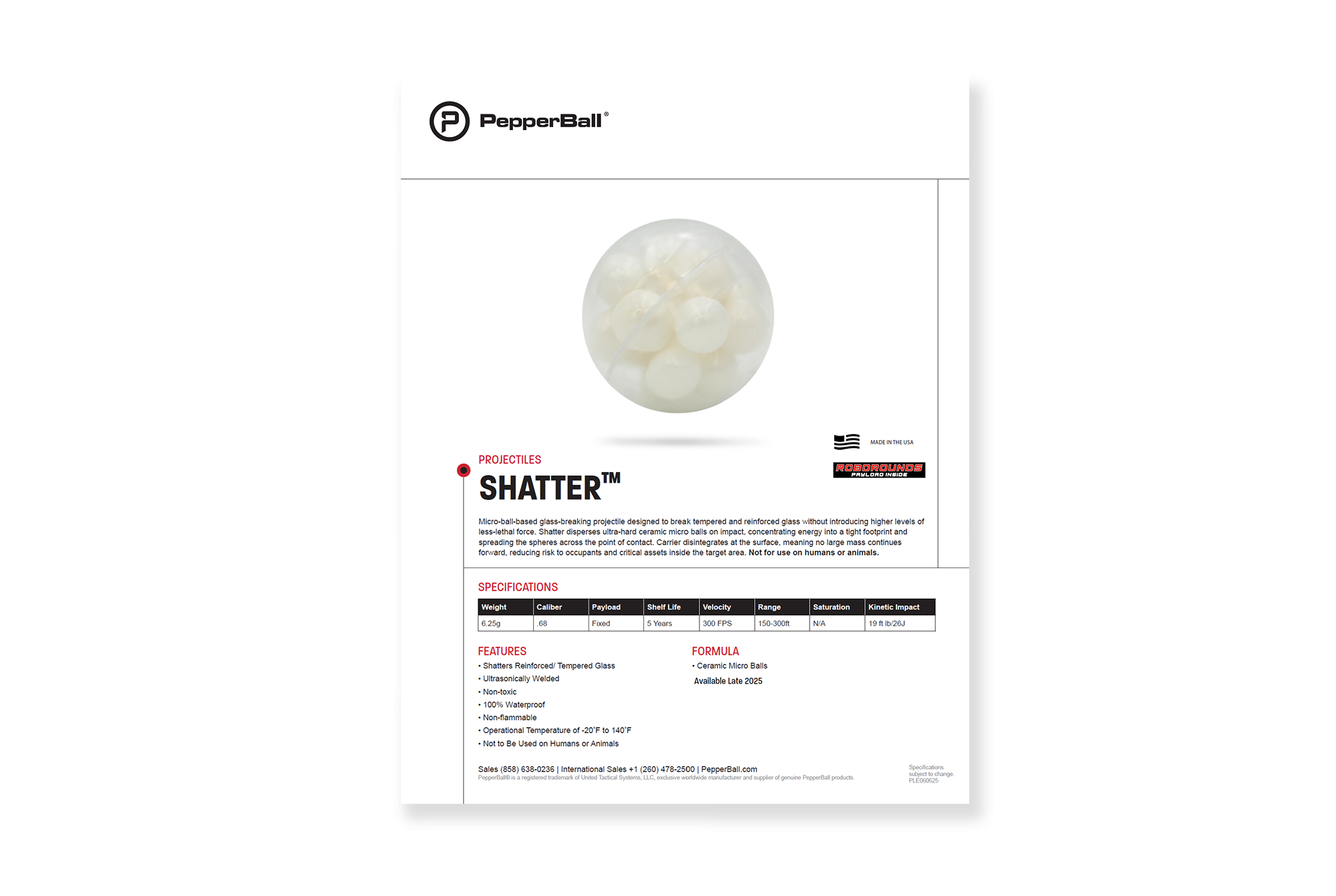 PepperBall® Product Specifications | Spec Sheet PDFs