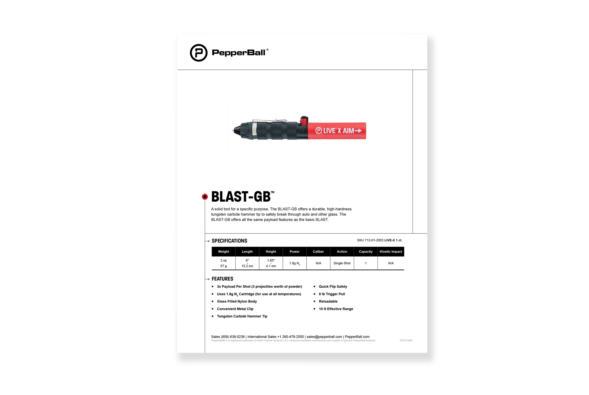 PepperBall® Product Specifications | Spec Sheet PDFs