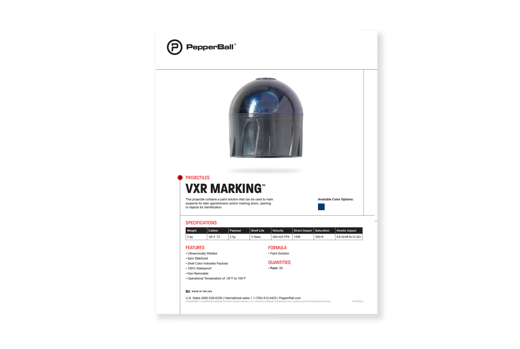 PepperBall® Product Specifications | Spec Sheet PDFs