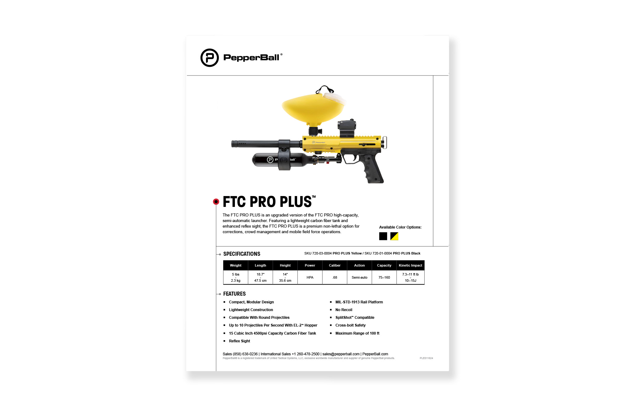 PepperBall® Launcher Specifications | Spec Sheet Downloads