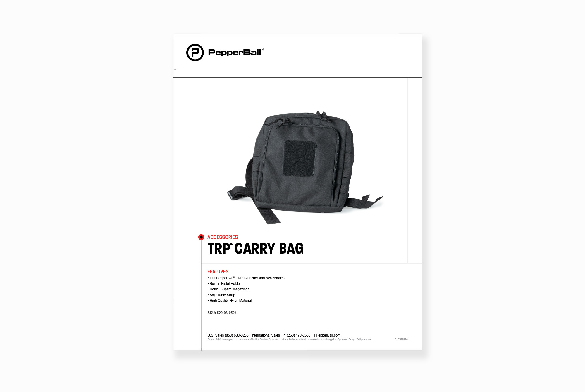 PepperBall® Accessory Spec Sheets | Product Downloads