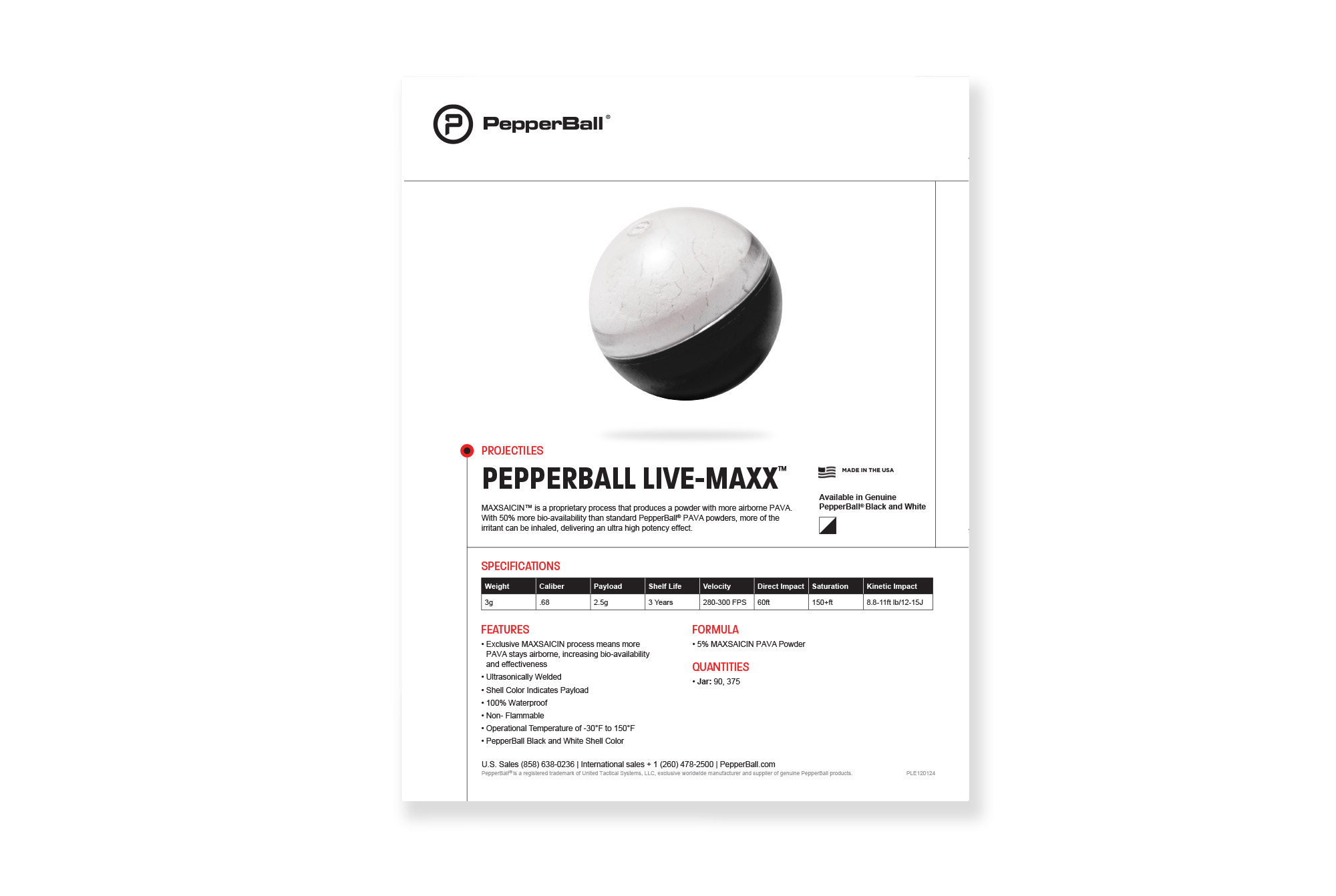 PepperBall® Product Specifications | Spec Sheet PDFs