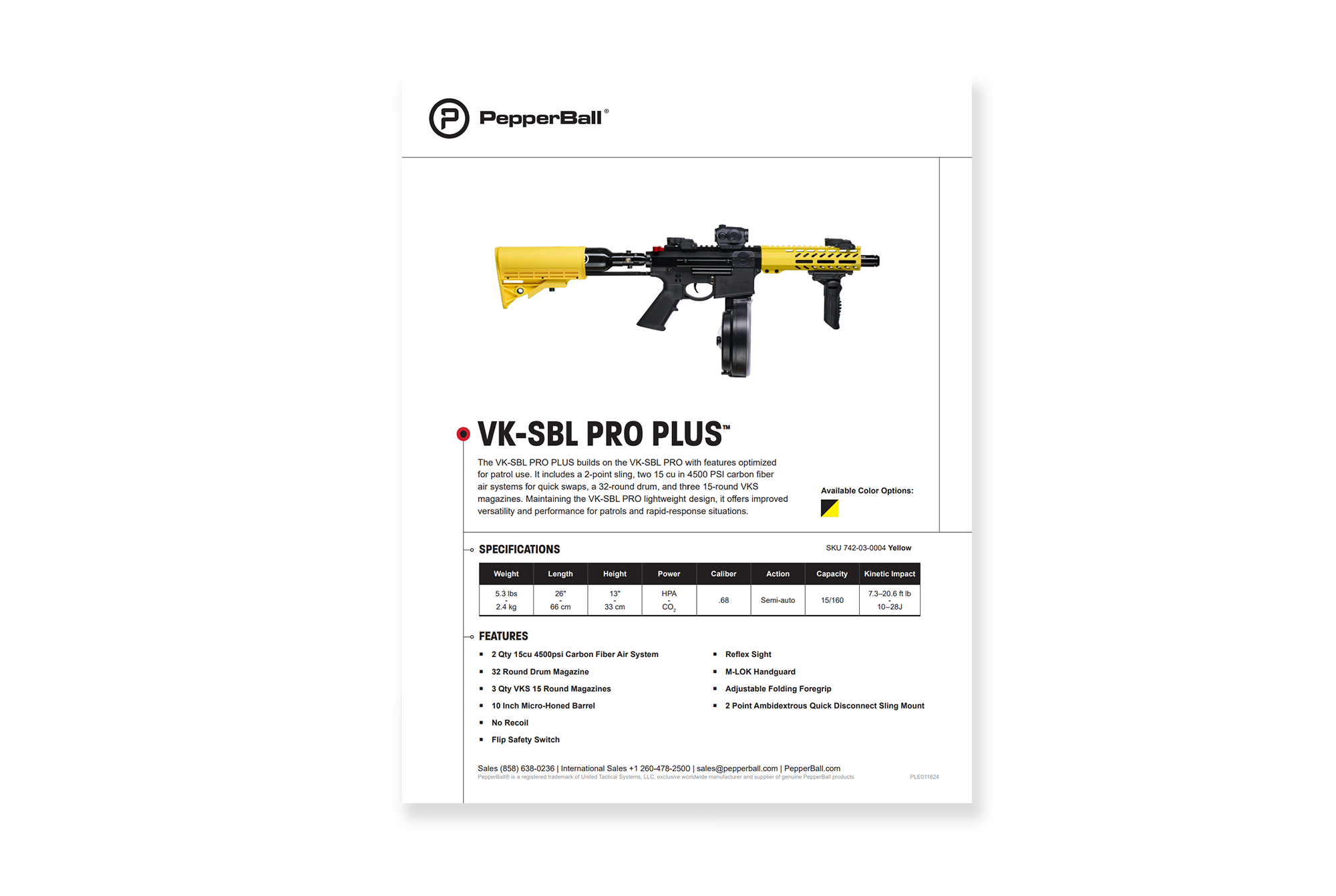 PepperBall® Product Specifications | Spec Sheet PDFs