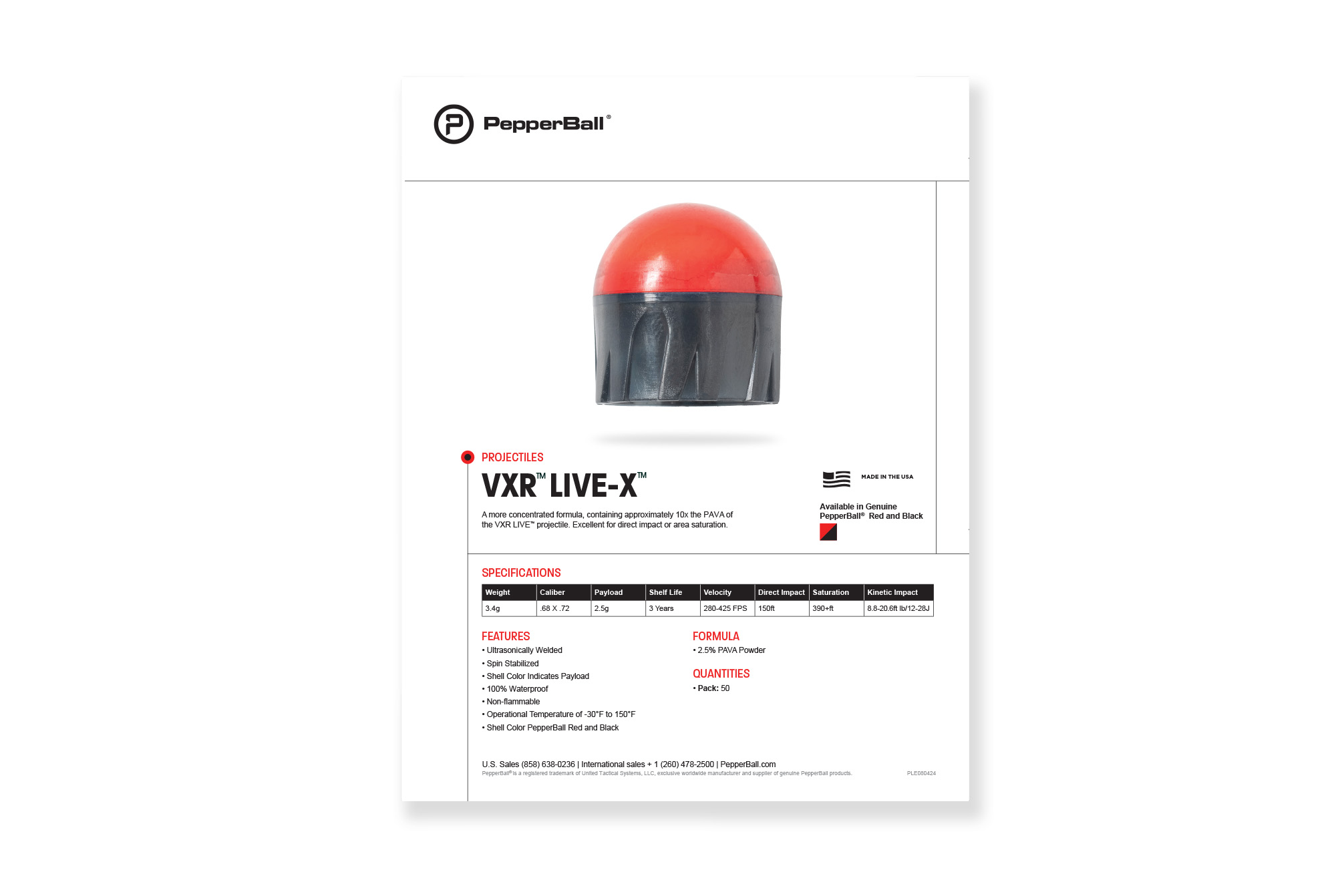 PepperBall® Product Specifications | Spec Sheet PDFs